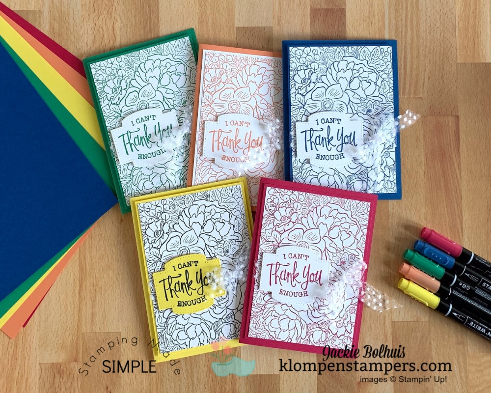 5 Simple Monochromatic Cards You Can Make - Klompen Stampers