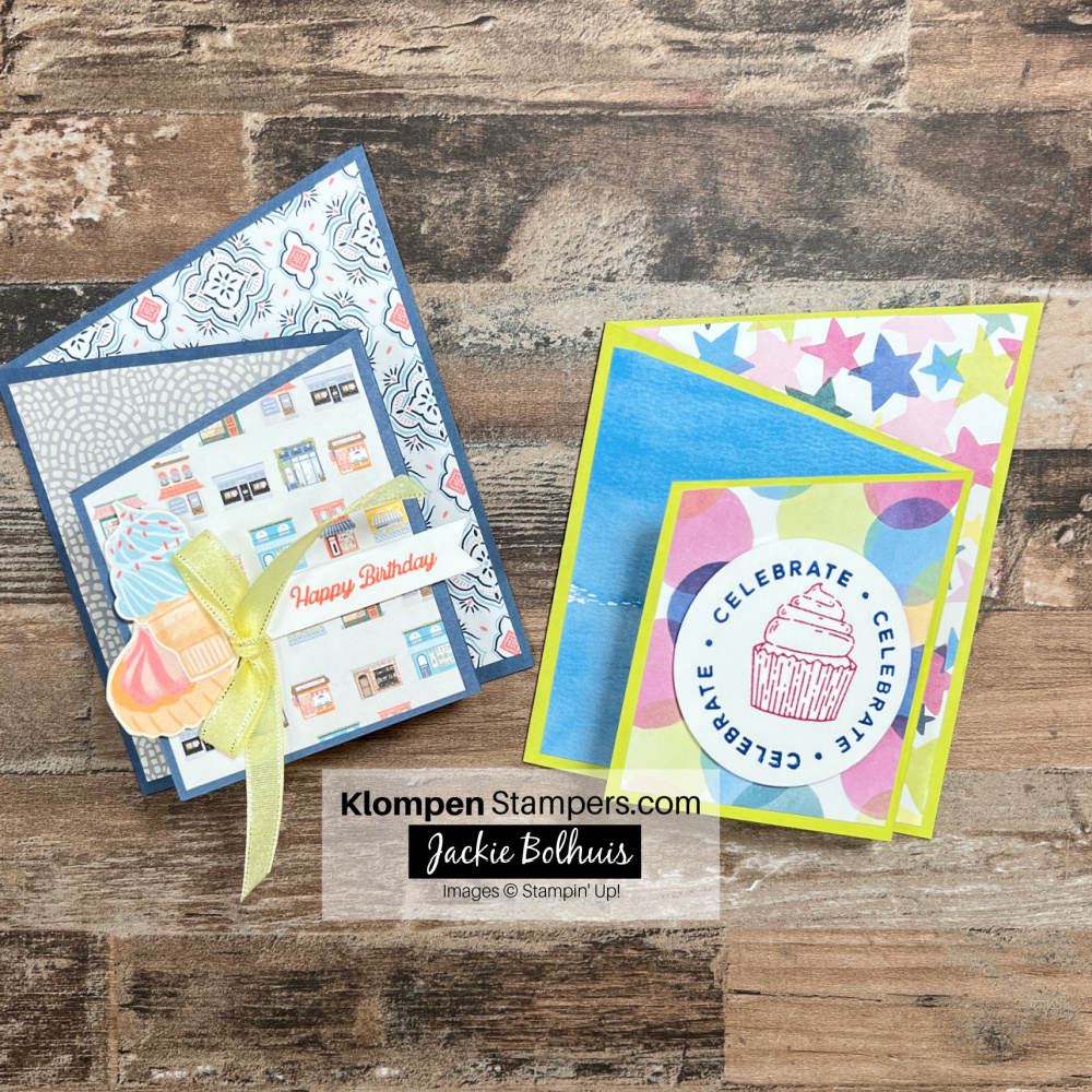 Diagonal Fun Fold Card - Create 2 Easy Cards With 1 Cut