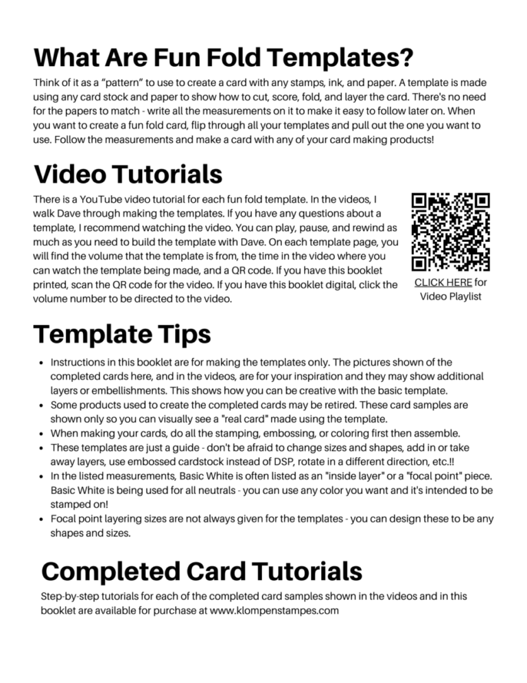 Fun Fold Card Templates E-Book | Make 54 Different Cards!