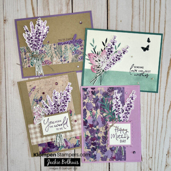Elegant Greeting Card Designs With Perennial Lavender - Klompen Stampers
