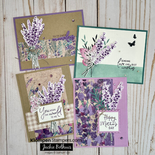 Elegant Greeting Card Designs With Perennial Lavender - Klompen Stampers